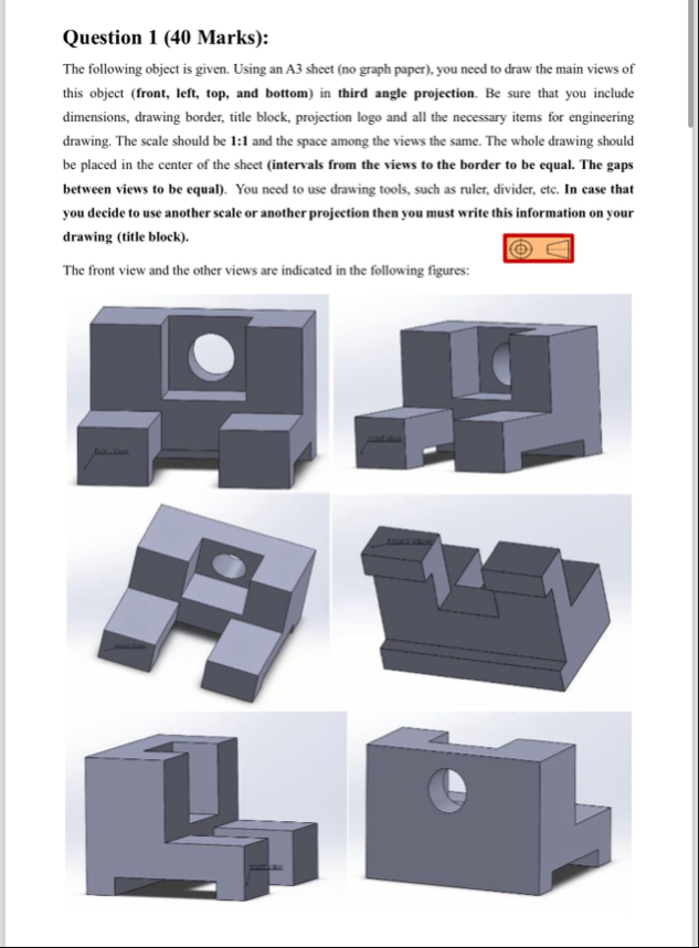 Solved Question 1 ( 40 ﻿Marks):The following object is | Chegg.com
