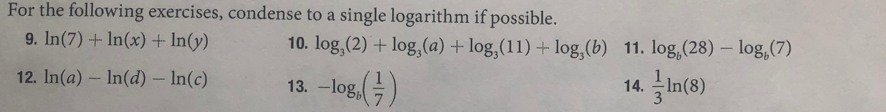 Solved For the following exercises, condense to a single | Chegg.com