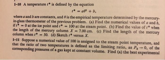 Solved 1-10 A temperature r* is defined by the equation ** = | Chegg.com