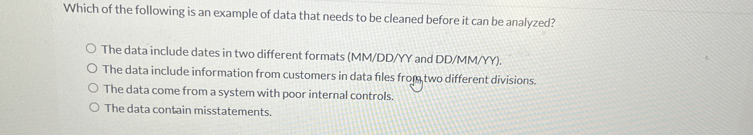 Solved Which of the following is an example of data that | Chegg.com
