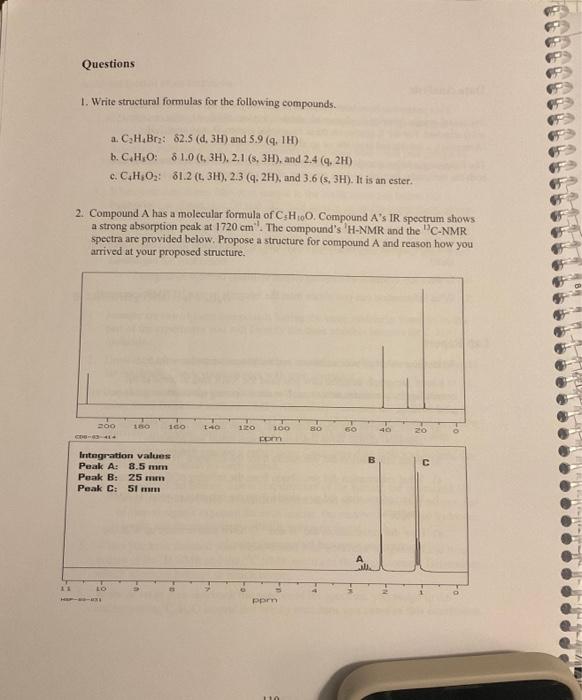 Solved 1. Write structural formulas for the following | Chegg.com