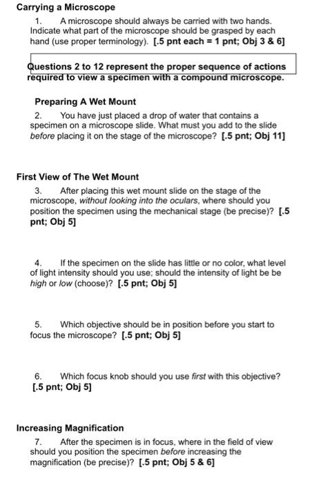 Solved Carrying a Microscope 1. A microscope should always | Chegg.com