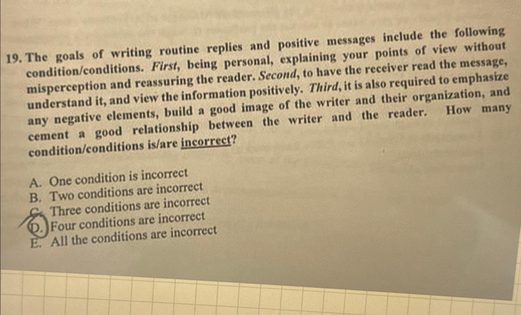 Solved The goals of writing routine replies and positive | Chegg.com