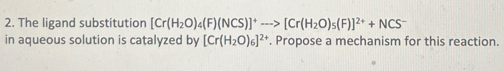 Solved The Ligand Substitution