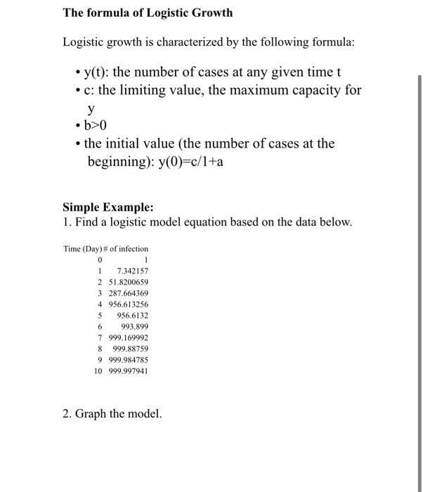 Solved The formula of Exponential Growth It is known that | Chegg.com