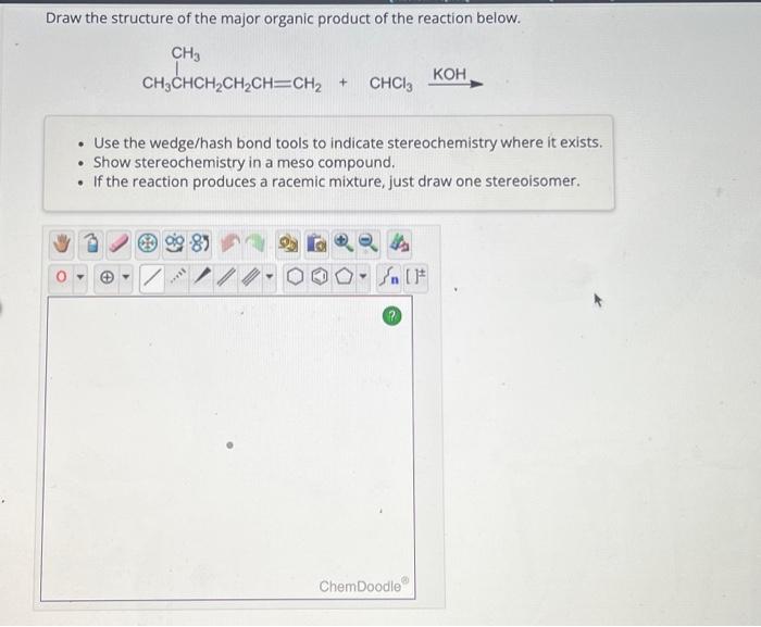 Solved Draw the structure of the major organic product of | Chegg.com