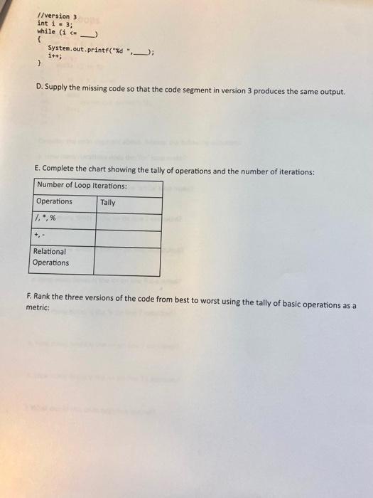 Solved Loop Efficiency /fversion 1 int 1=1 while (i \& 10) 1 | Chegg.com