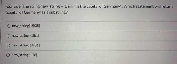 Solved Consider the string new_string = 'Code development in | Chegg.com
