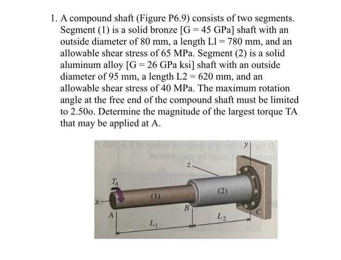 Solved 1. A compound shaft (Figure P6.9) consists of two | Chegg.com