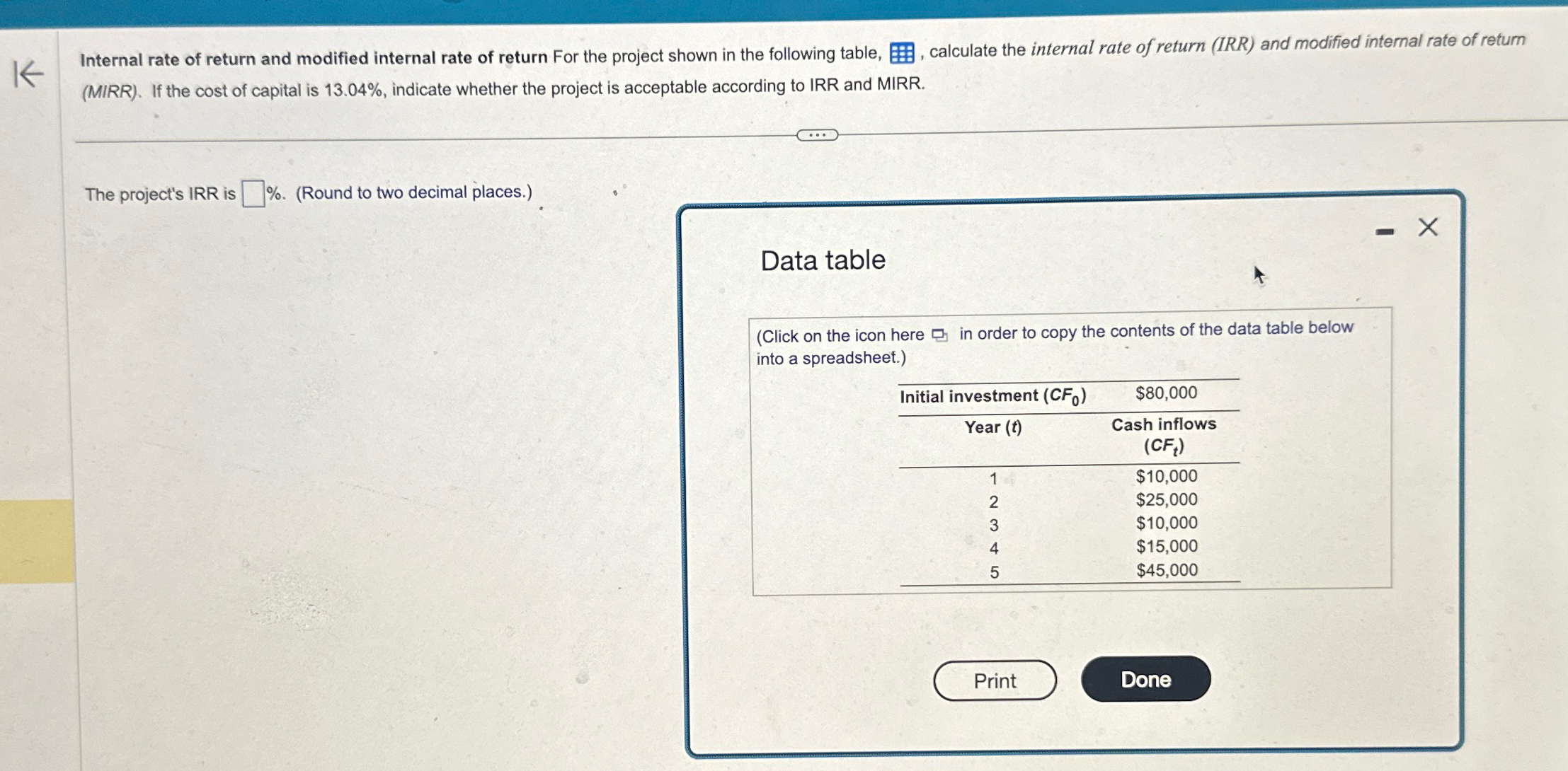 Solved Internal Rate Of Return And Modified Internal Rate Of