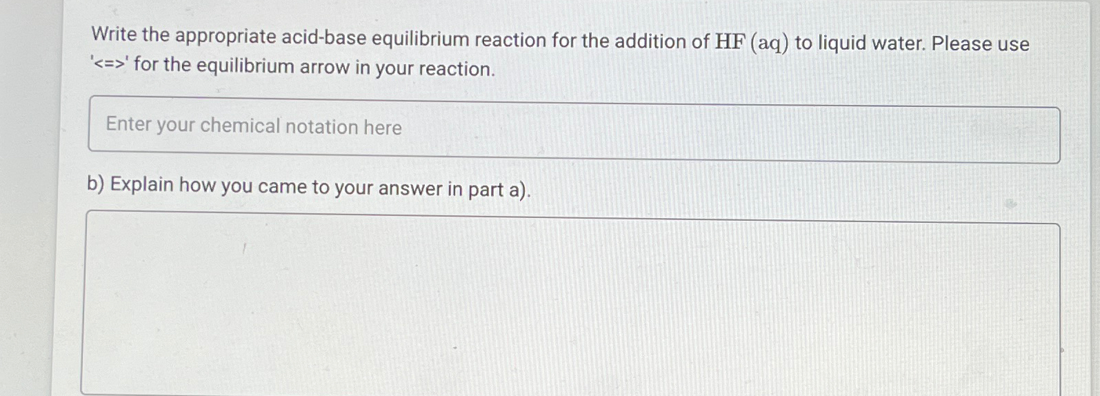 Solved Write the appropriate acid-base equilibrium reaction | Chegg.com