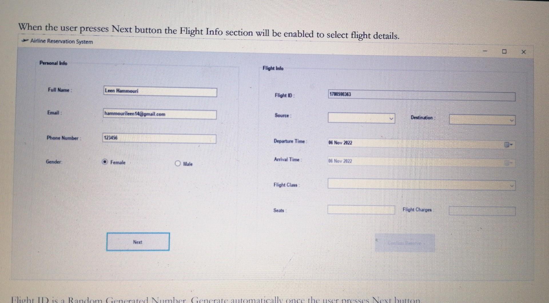 Solved Airline Reservation System Personal Info Finhtitefor | Chegg.com