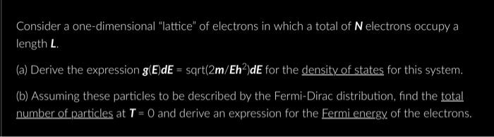Consider a one-dimensional "lattice" of electrons in | Chegg.com