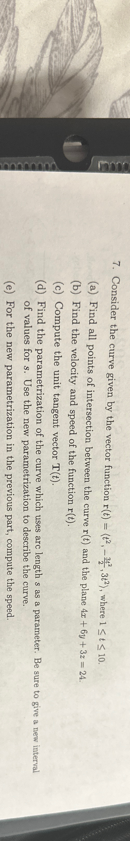 Solved Consider the curve given by the vector function | Chegg.com