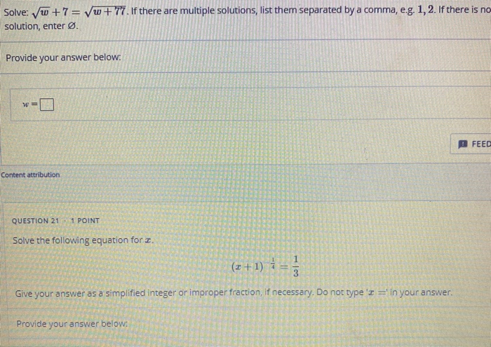 Solved Solve: vw+7= vw + 77. If there are multiple | Chegg.com