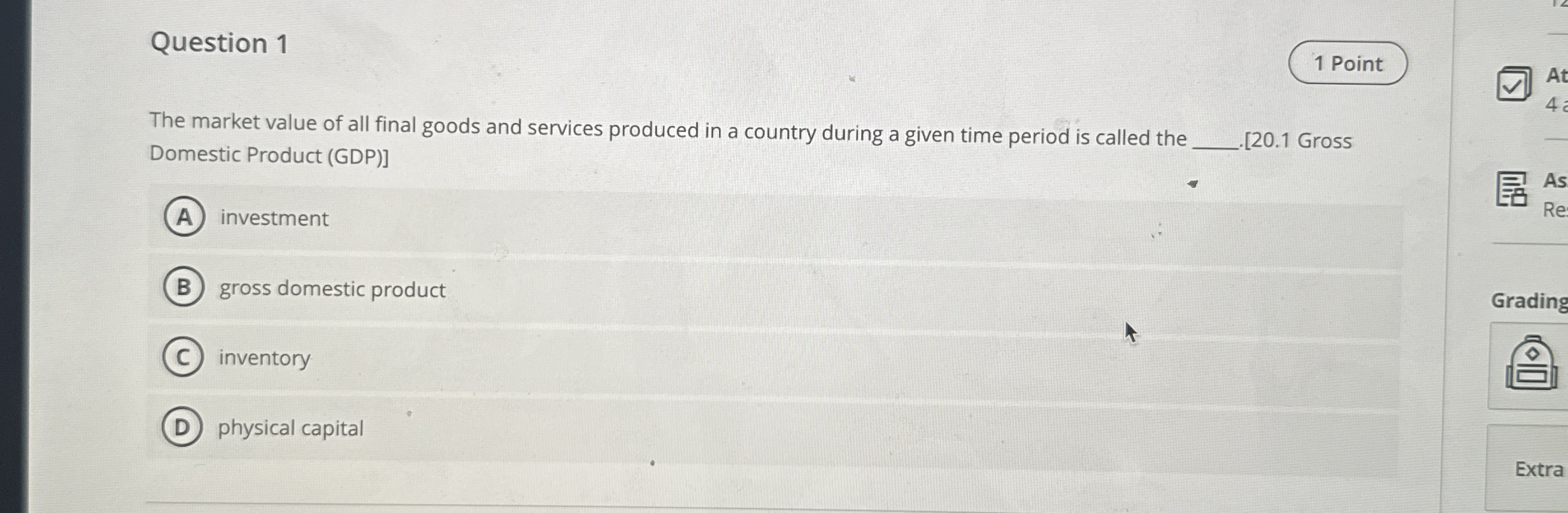 Solved Question 11 ﻿PointThe market value of all final goods | Chegg.com