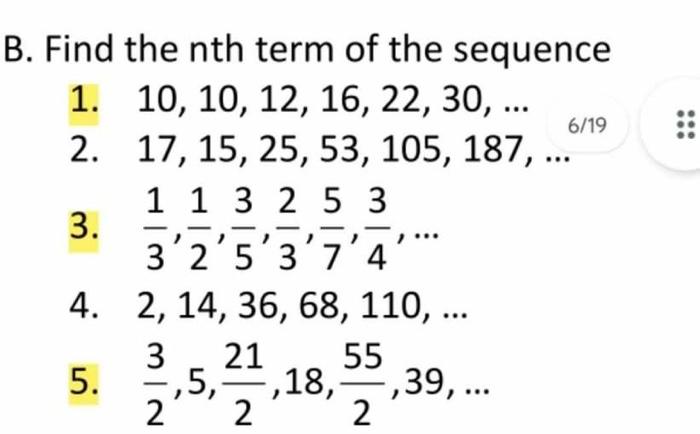 Solved Find the nth term of the sequence 1. | Chegg.com
