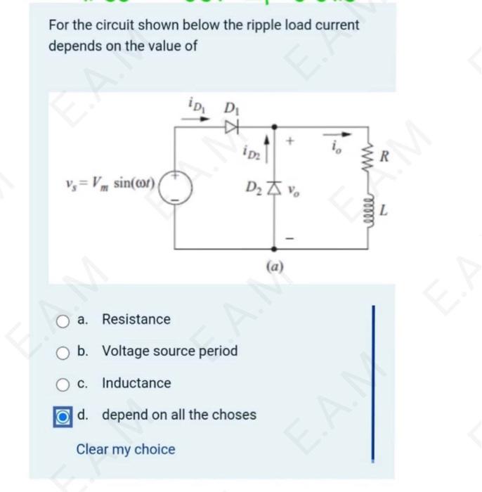 Solved For the circuit shown below the ripple load current | Chegg.com