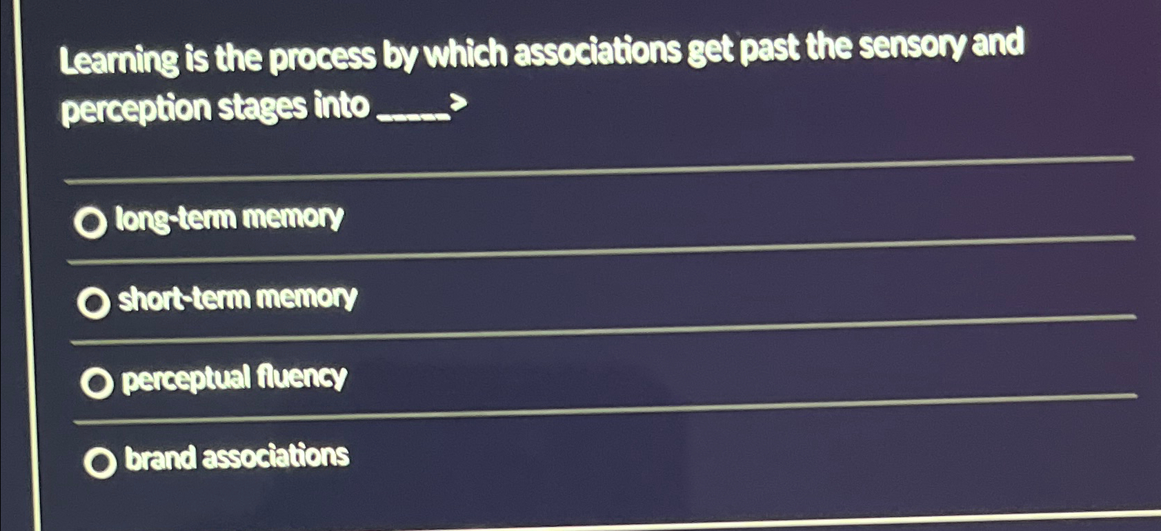 Solved Leaming is the process by which associations get past | Chegg.com