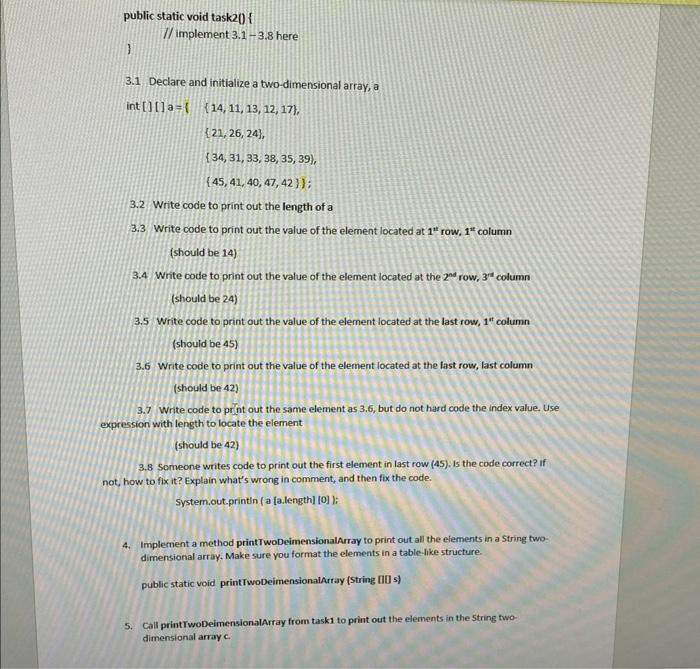 Solved Pubic Statuc Void Task2 I Implement 3 1−3 8 Here