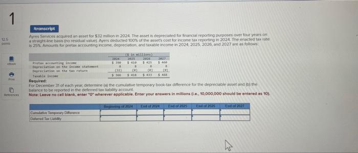Solved 1 12.5 points eBook Print References Itranscript | Chegg.com