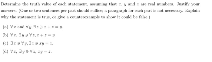 Solved Determine the truth value of each statement, assuming | Chegg.com