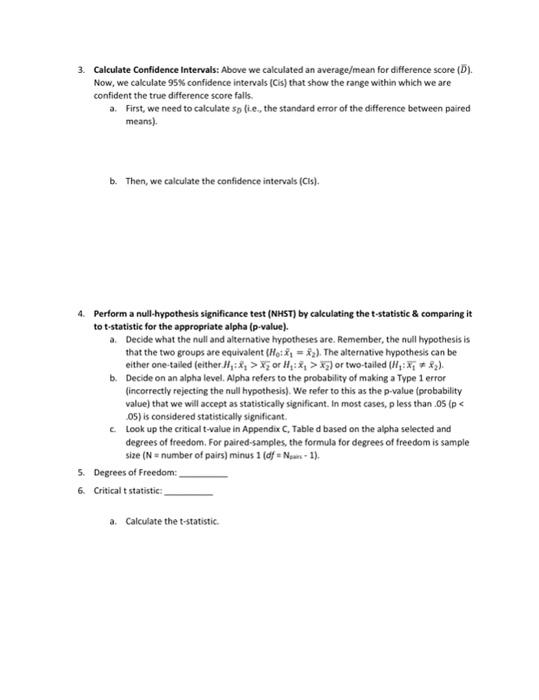 Solved b. Second, calculate effect size (d). 9. Calculate | Chegg.com