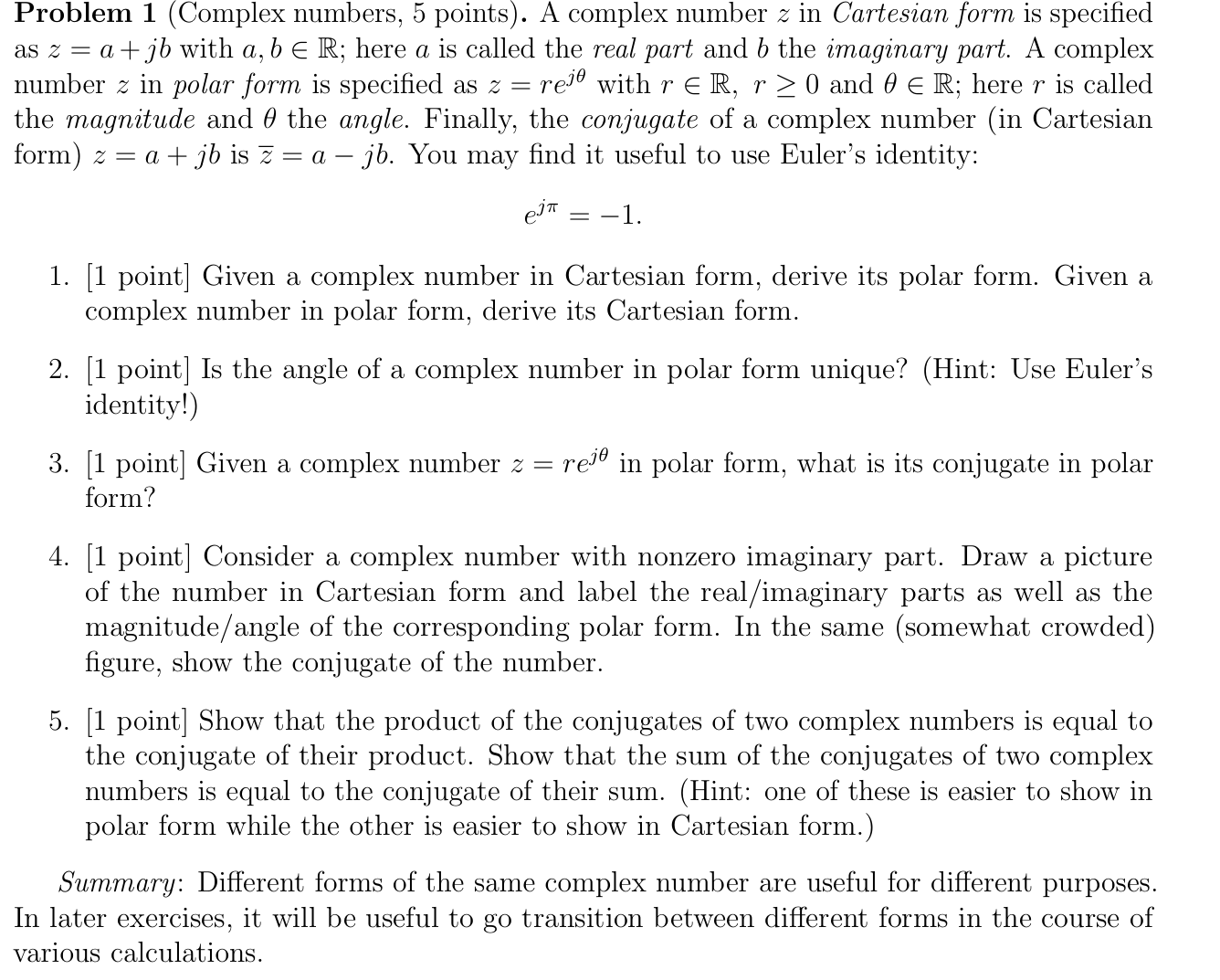 PLEASE SHOW STEPS : Problem 1 (Complex numbers, 5 | Chegg.com