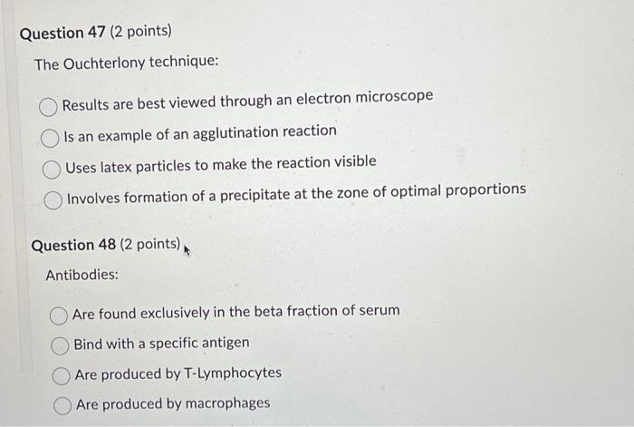 Solved The Ouchterlony technique: Results are best viewed | Chegg.com