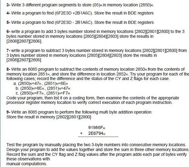 Solved 3- Write 3 different program segments to store (05)h | Chegg.com