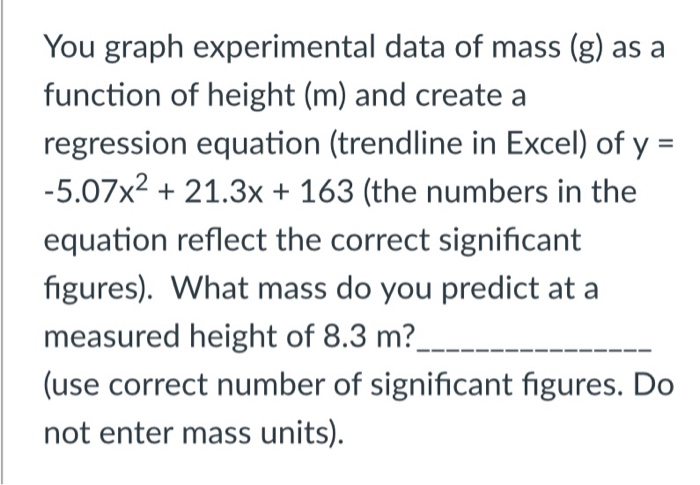 Solved You graph experimental data of mass (g) as a function | Chegg.com