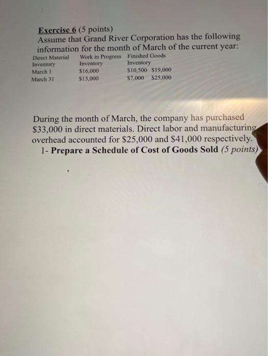 Solved Exercise 6 (5 points) Assume that Grand River | Chegg.com