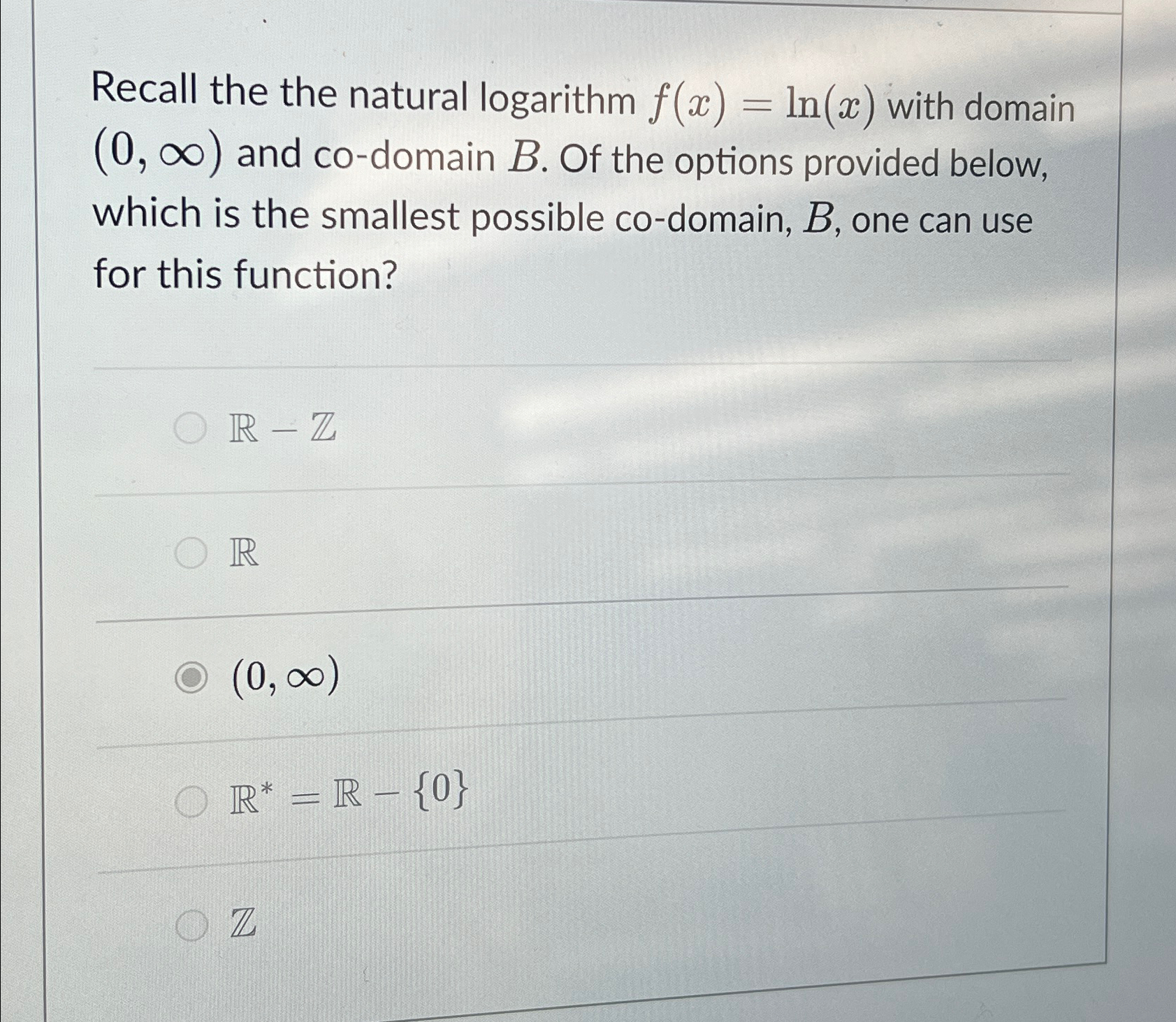 Solved Recall the the natural logarithm f(x)=ln(x) ﻿with | Chegg.com