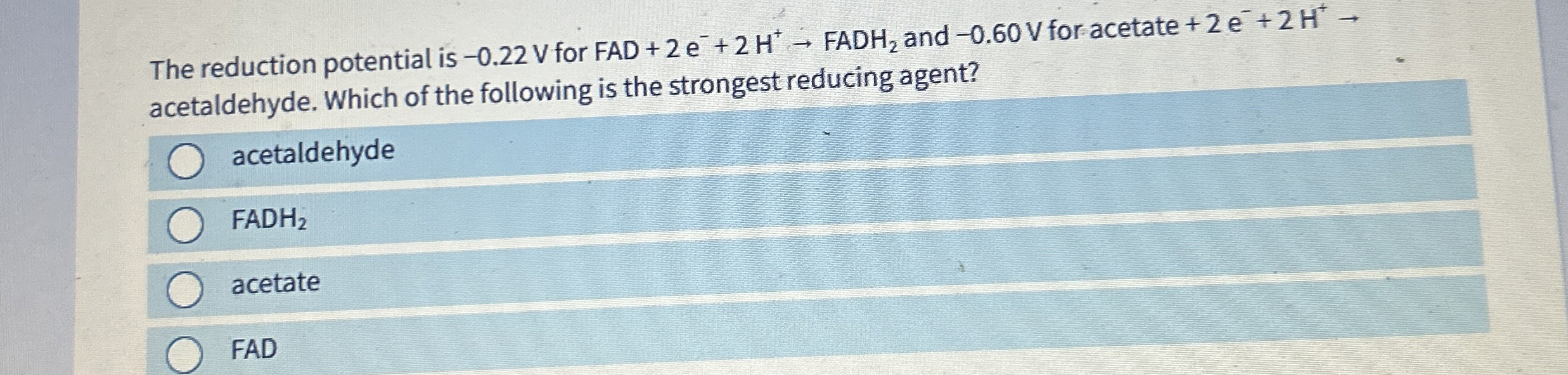 Solved The reduction potential is -0.22 ﻿V for | Chegg.com