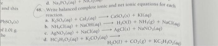Solved and this 48. Write balanced complete ionic and net | Chegg.com
