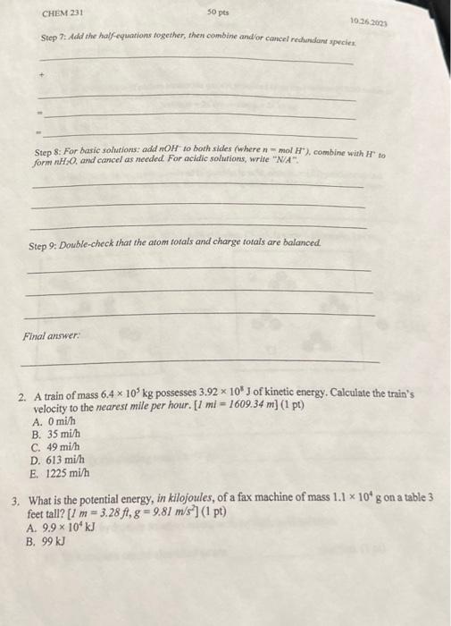 Solved Step 7: Add the half equations together, then combine | Chegg.com