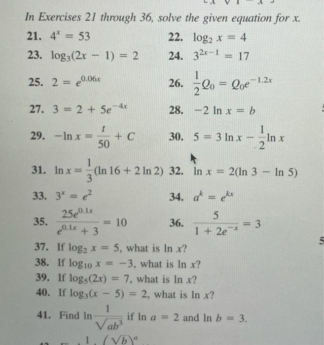 Solved In Exercises 21 through 36, solve the given equation | Chegg.com