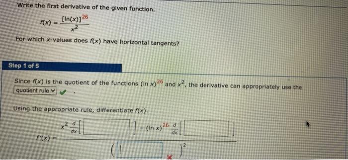 Solved Write the first derivative of the given function, | Chegg.com