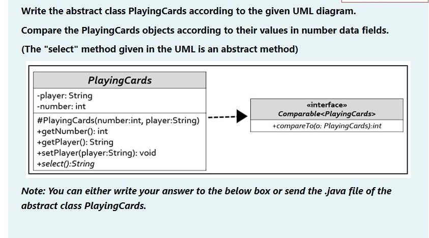 Solved Write the abstract class PlayingCards according to | Chegg.com