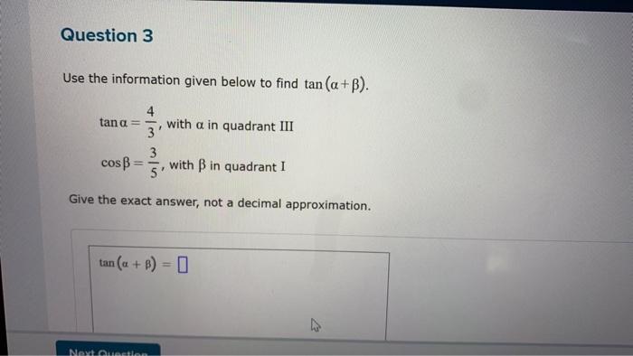 Solved Question 3 Use the information given below to find | Chegg.com