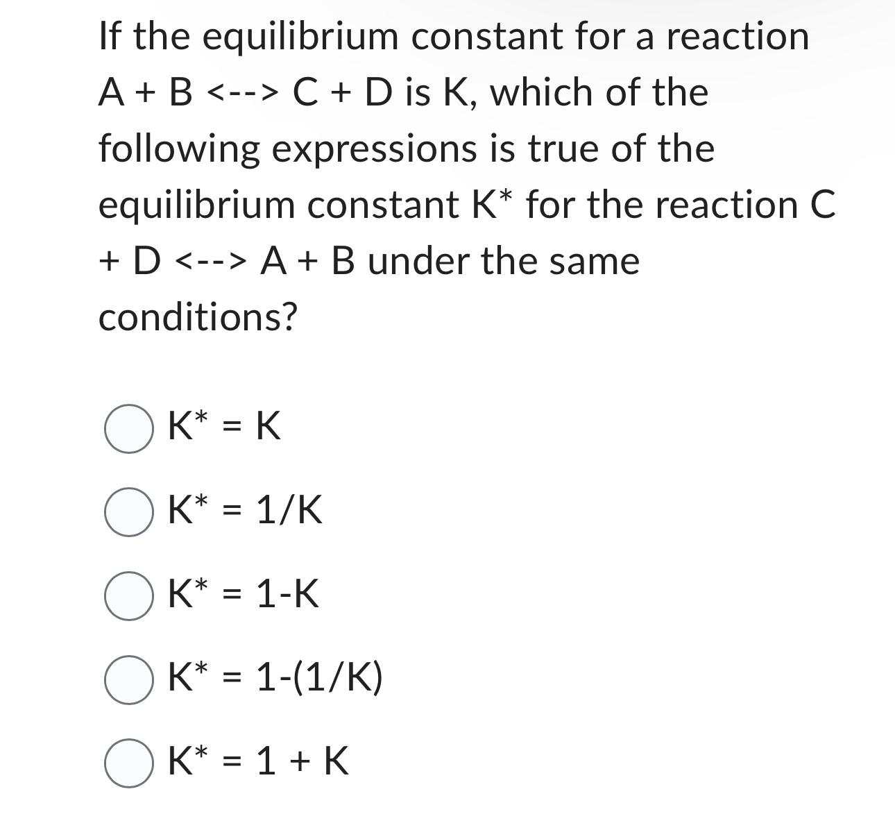 Solved If the equilibrium constant for a reaction | Chegg.com