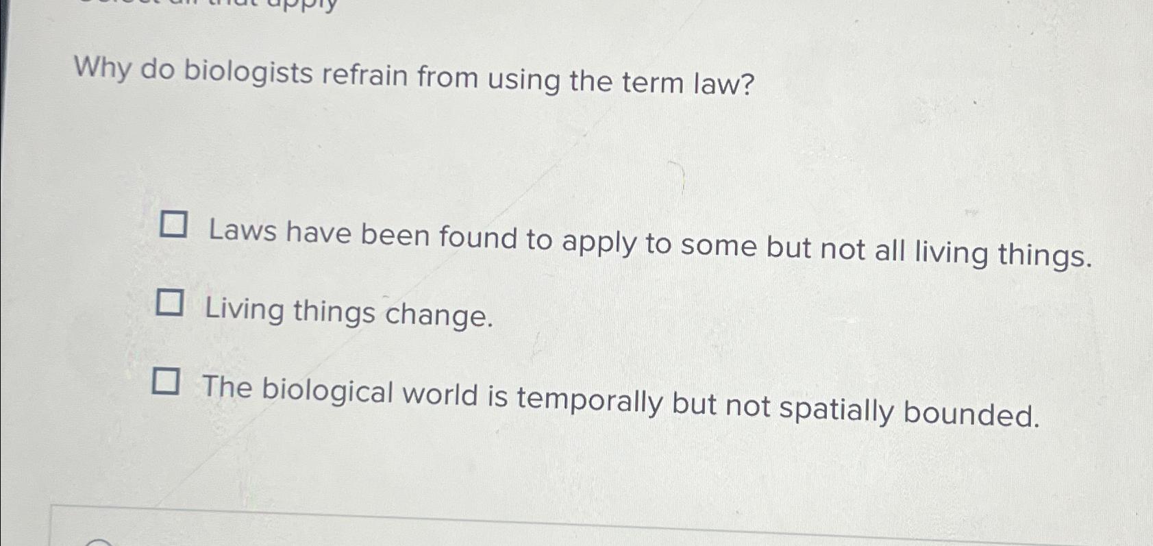Solved Why do biologists refrain from using the term | Chegg.com