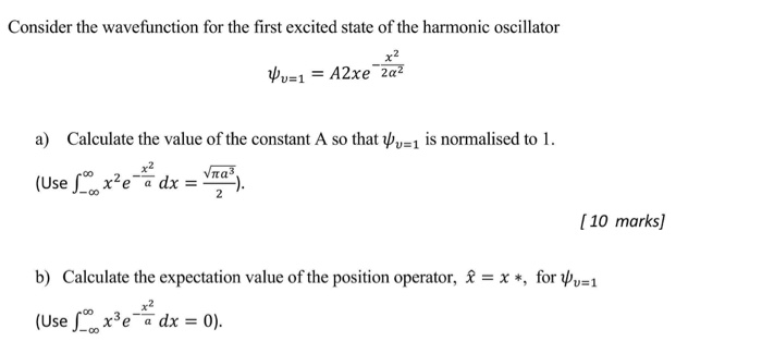 Solved Consider the wavefunction for the first excited state | Chegg.com