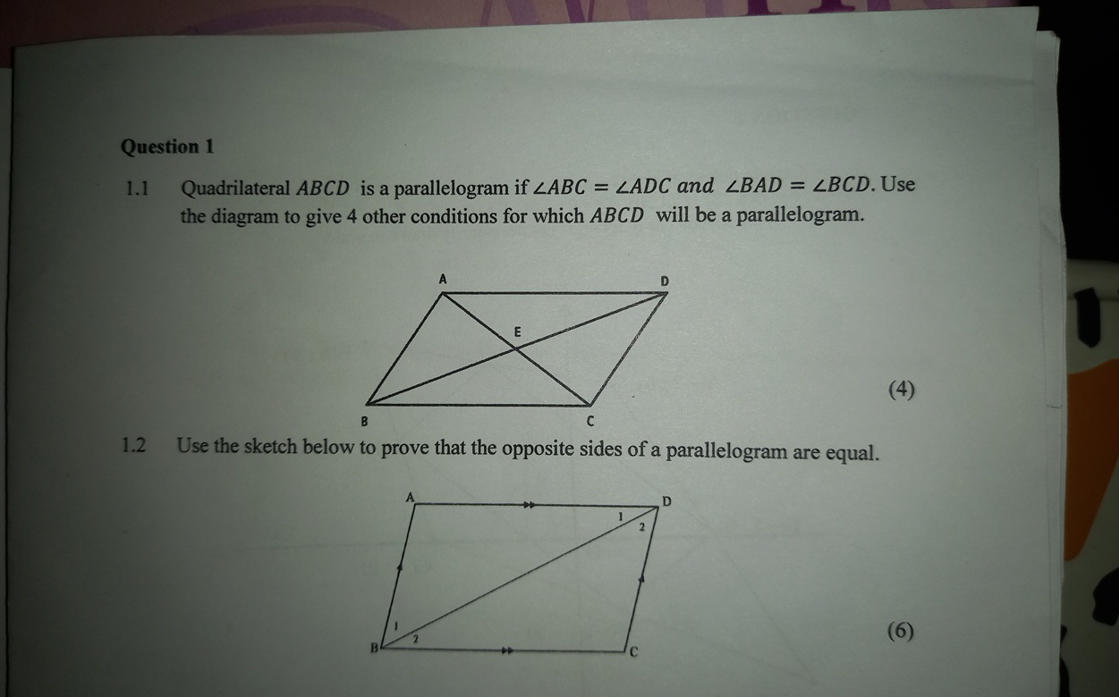 Solved Question 11.1 ﻿Quadrilateral ABCD is a parallelogram | Chegg.com