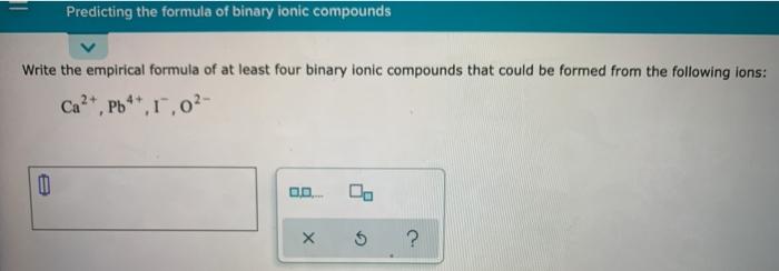 Solved Predicting the formula of binary ionic compounds | Chegg.com