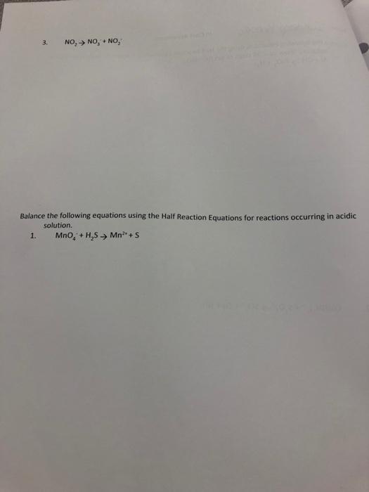 Solved 2. Balance the following equations using the Half | Chegg.com