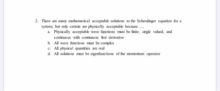 Solved 2. There are many mathematical acceptable solutions | Chegg.com