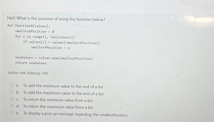 Solved [4pt] What is the purpose of using the function | Chegg.com