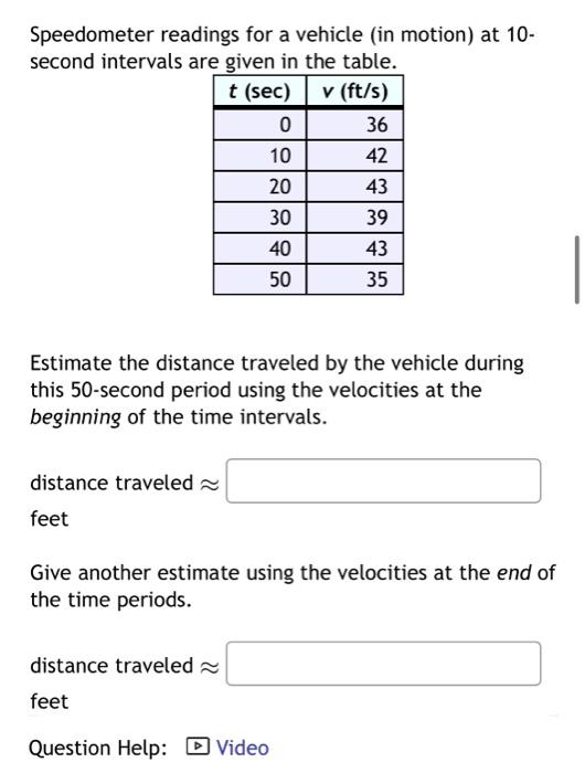 Solved Speedometer readings for a vehicle (in motion) at 10 | Chegg.com