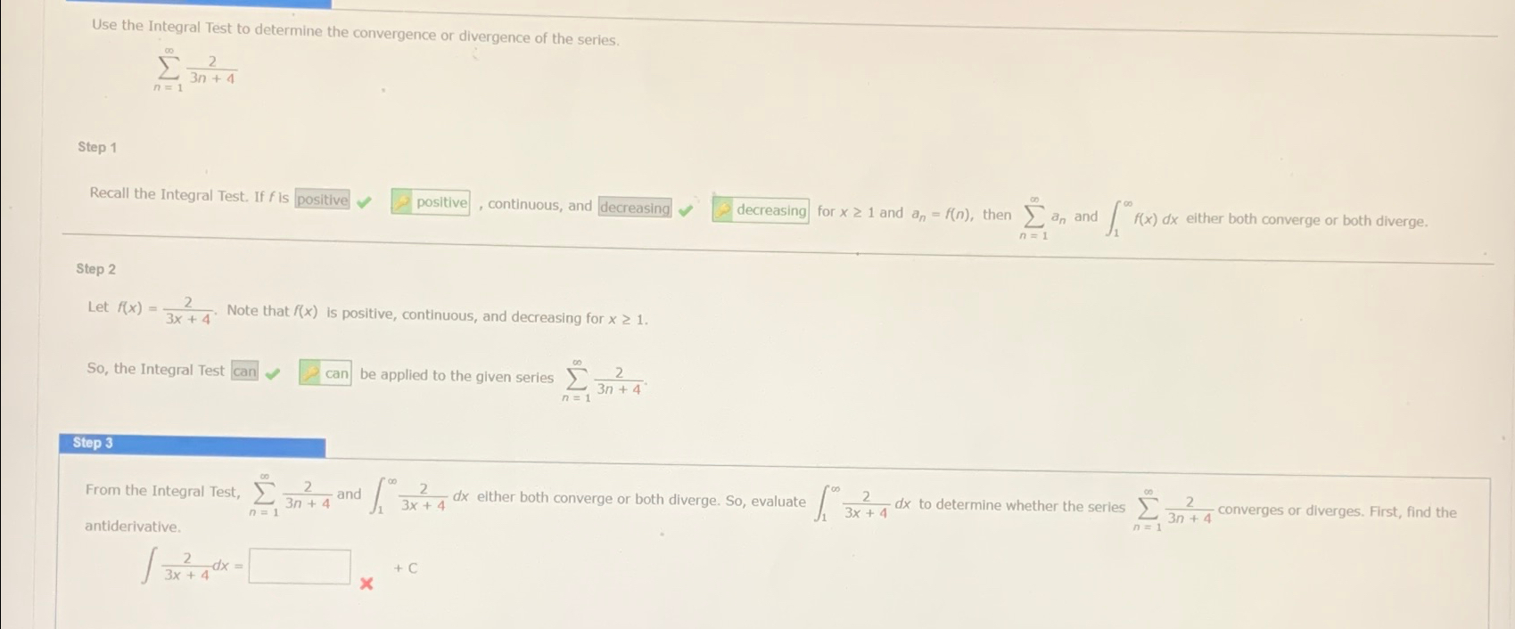 Solved Use the Integral Test to determine the convergence or | Chegg.com